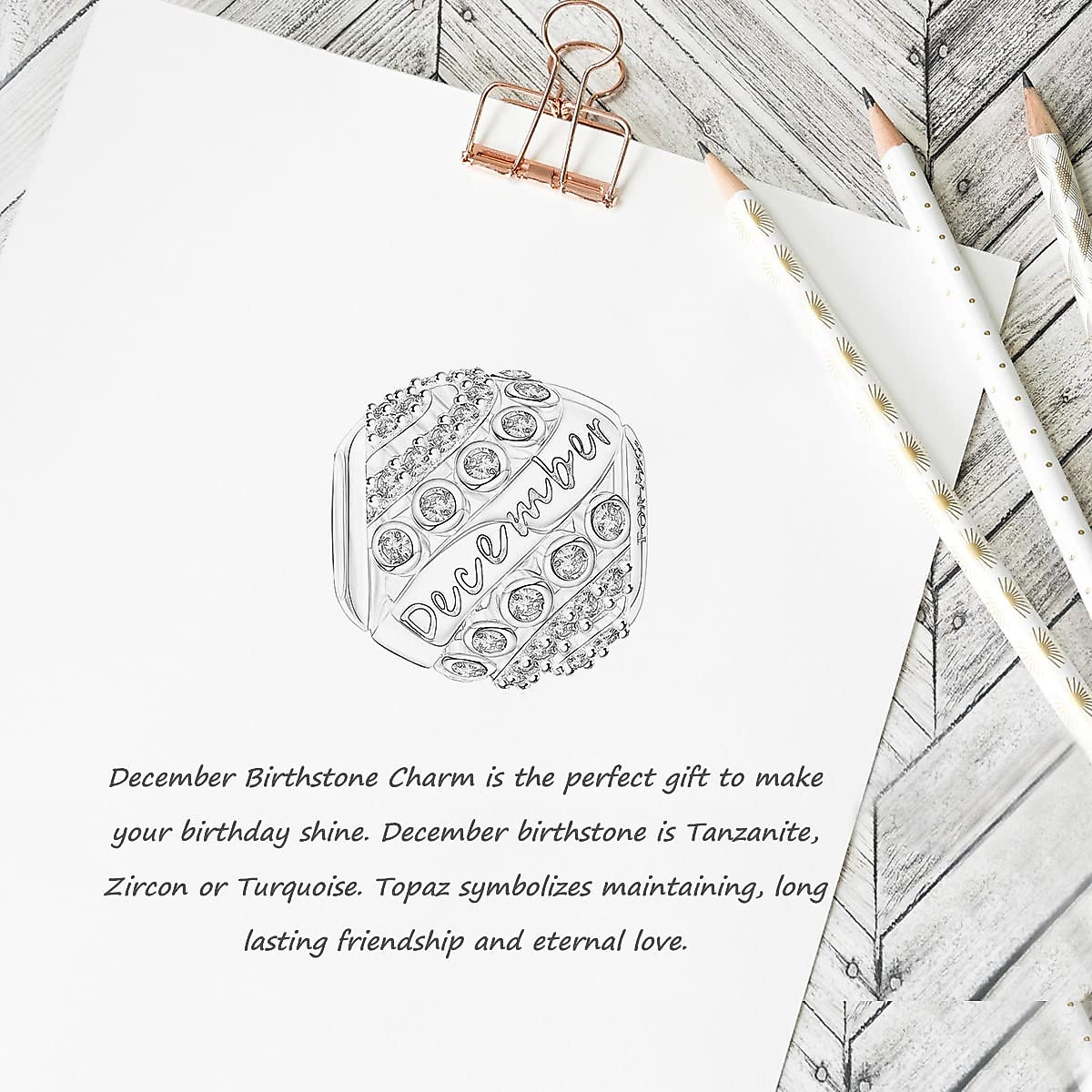 DEcember Birthstone Charms for Charms Bracelet 925 Sterling Silver Bead Openwork Charms, Happy Birthday Charms for Pandora Bracelet and Necklace