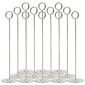 Tosnail 12 Pack 12" Tall Stainless Steel Table Number Holder Table Card Holder Table Number Stand Place Card Holder Table Photo Holders