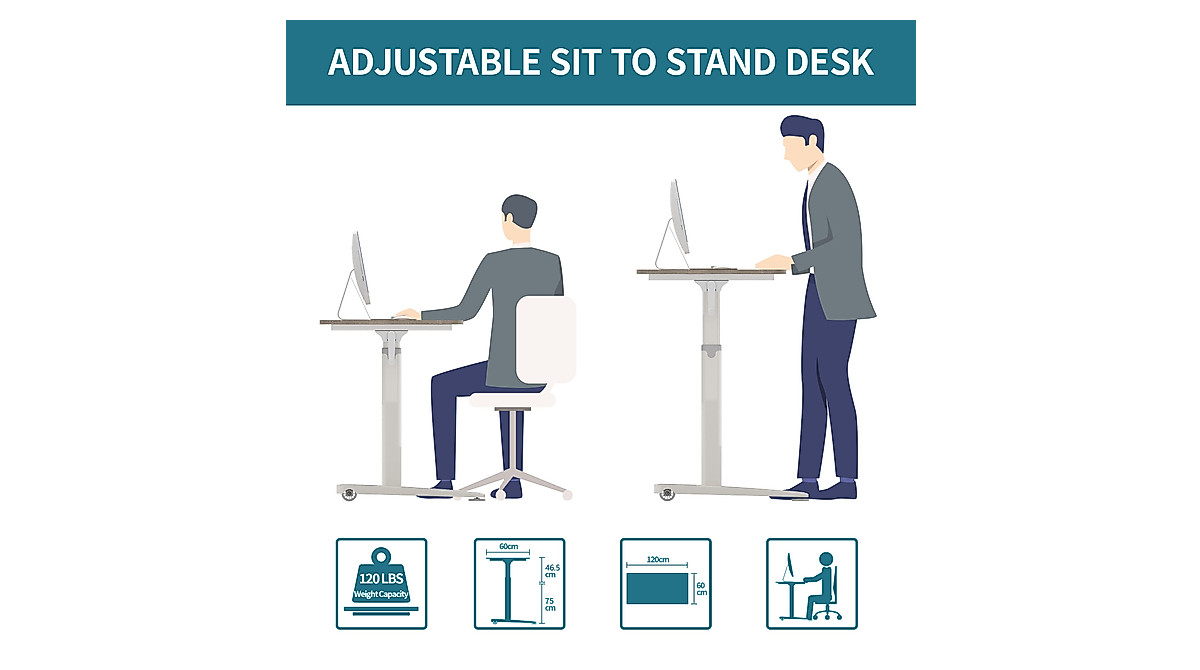 Adjustable Mobile Standing Desk - Win Up Time