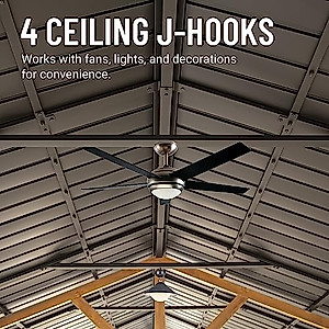 Domi 12' x 20' Hardtop Gazebo with Galvanized Steel Gable Roof, Pergola with Wood-Looking Aluminum Frame, Permanent Pavilion Outdoor Gazebo with Ceiling Hook for Deck Patio Lawn Yard Backyard Grill