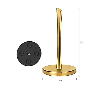 T0SSHPS Paper Towel Holder, Gold Paper Towel Holder, Kitchen Paper Towel Holder Countertop with Suction Cups,Kitchen Paper Towel Holder Made of Stainless Steel Brushed Gold Paper Towel Holder Vertical