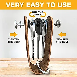 VOZNI Pro Key Organizer with Bluetooth Tag Key Finder Tracker Locator Premium Leather Key Holder Bottle Opener Dual Carabiner Loop Piece for Belt Car Keys Unique Tech Gifts for Men Women Dad New Year