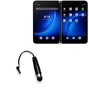 BoxWave Stylus Pen Compatible with Microsoft Surface Duo 2 5G - mini Capacitive Stylus, Small Rubber Tip Capacitive Stylus Pen for Microsoft Surface Duo 2 5G - Jet Black