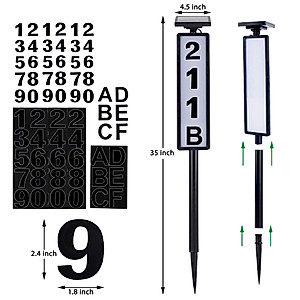 ATDAWN Solar Lighted House Address Numbers Sign, Solar Powered House Numbers Light, LED Illuminated Outdoor Address Plaque for Home Yard Garden House