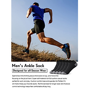 Foaincore 60 Pairs Mens Ankle Socks Athletic Low Cut Socks No Show Cushion Socks Comfort Breathable Casual Mens Running Socks (Black and Gray)