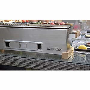 The Bincho Grill GR610S Yakitori Tabletop Charcoal Japanese Style Griller, Robata 24" Made in USA