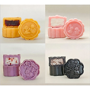 Pink Chinese flower moon cake press mold, hand pressed mooncake dessert DIY, moon cake puff pastry press mold with stamp DIY (1 Apple Stamp-1)
