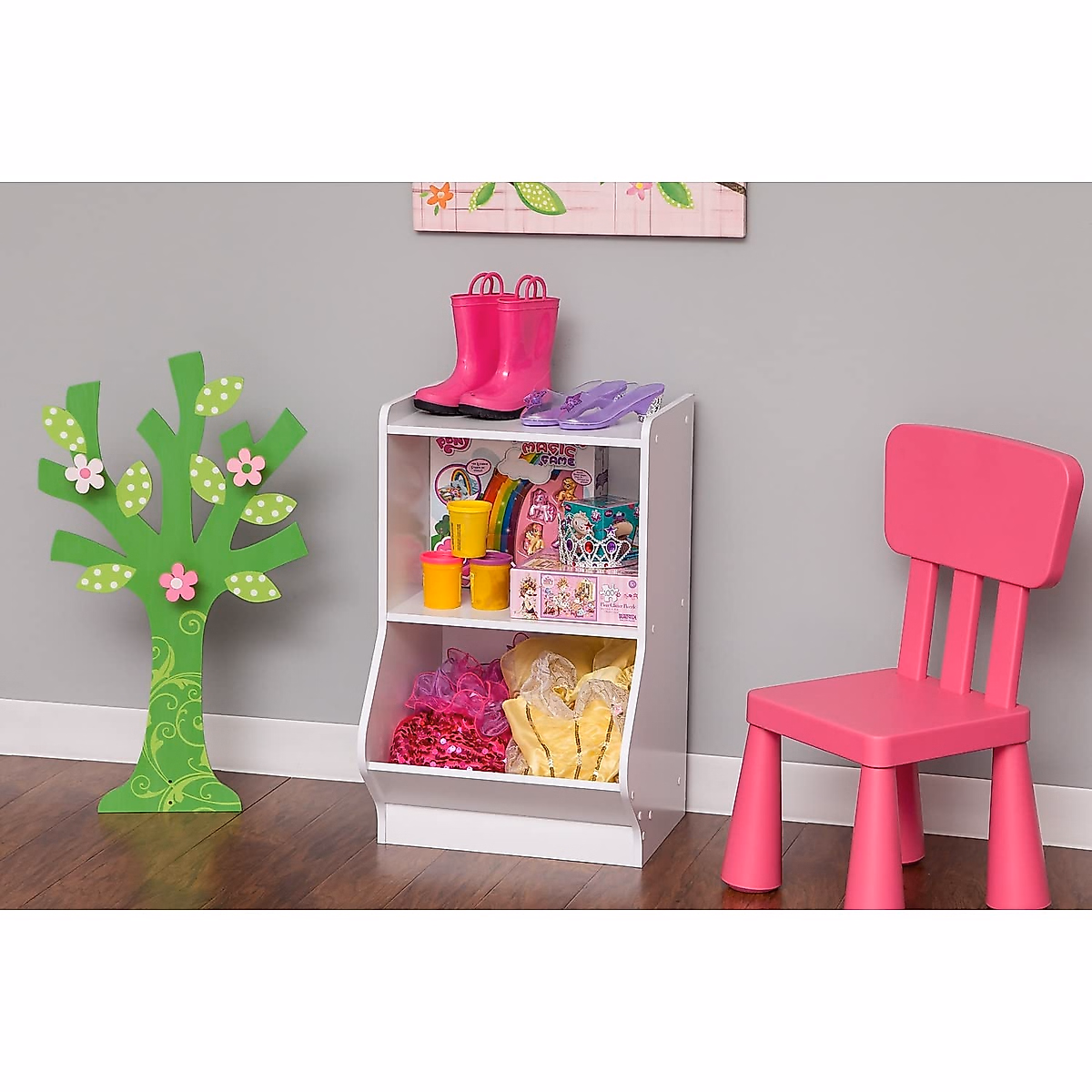 IRIS USA KSB-2WHT 2-Tier Storage Organizer Shelf with Foot Board, 2 Shelves, White