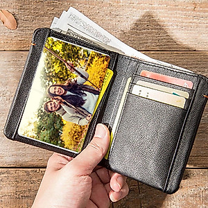 Eletizy Personalized Picture/Text Wallet Metal Card, Custom Color Print Picture Double Side Wallet Insert Card for Love Note, Anniversary, Husband Wife, Family, Boyfriend,Girlfriend (Black)