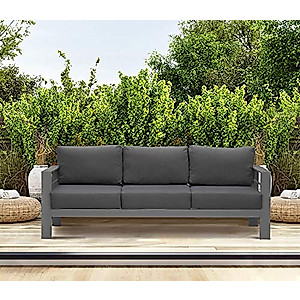 Solaste Outdoor Couch Aluminum Patio Furniture Sofa, 3-Seat All-Weather Metal Outdoor Patio Furniture with Cushions,Dark Grey