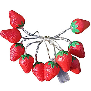 LEKIBOP 10LED Fruit Strawberry String Lights Battery Powered Indoor Outdoor Lighting Lamp for Wedding Home Birthday Garden Yard Patio Party Decorations