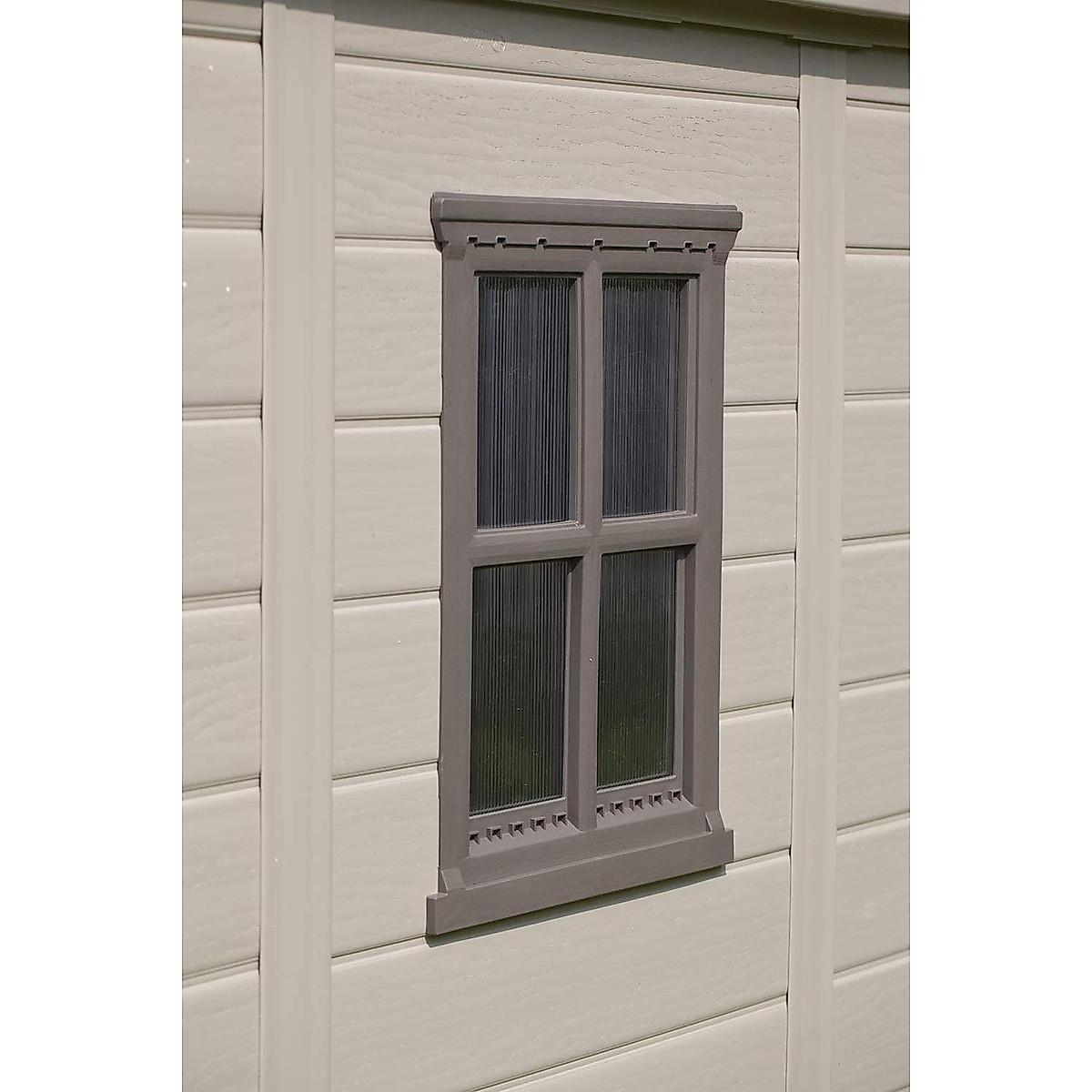 Keter 213562 Factor 6 x 6 All Weather Resistant Resin Outdoor Storage Shed 2 Shelves Included and Built-In Ventilation, Beige and Brown