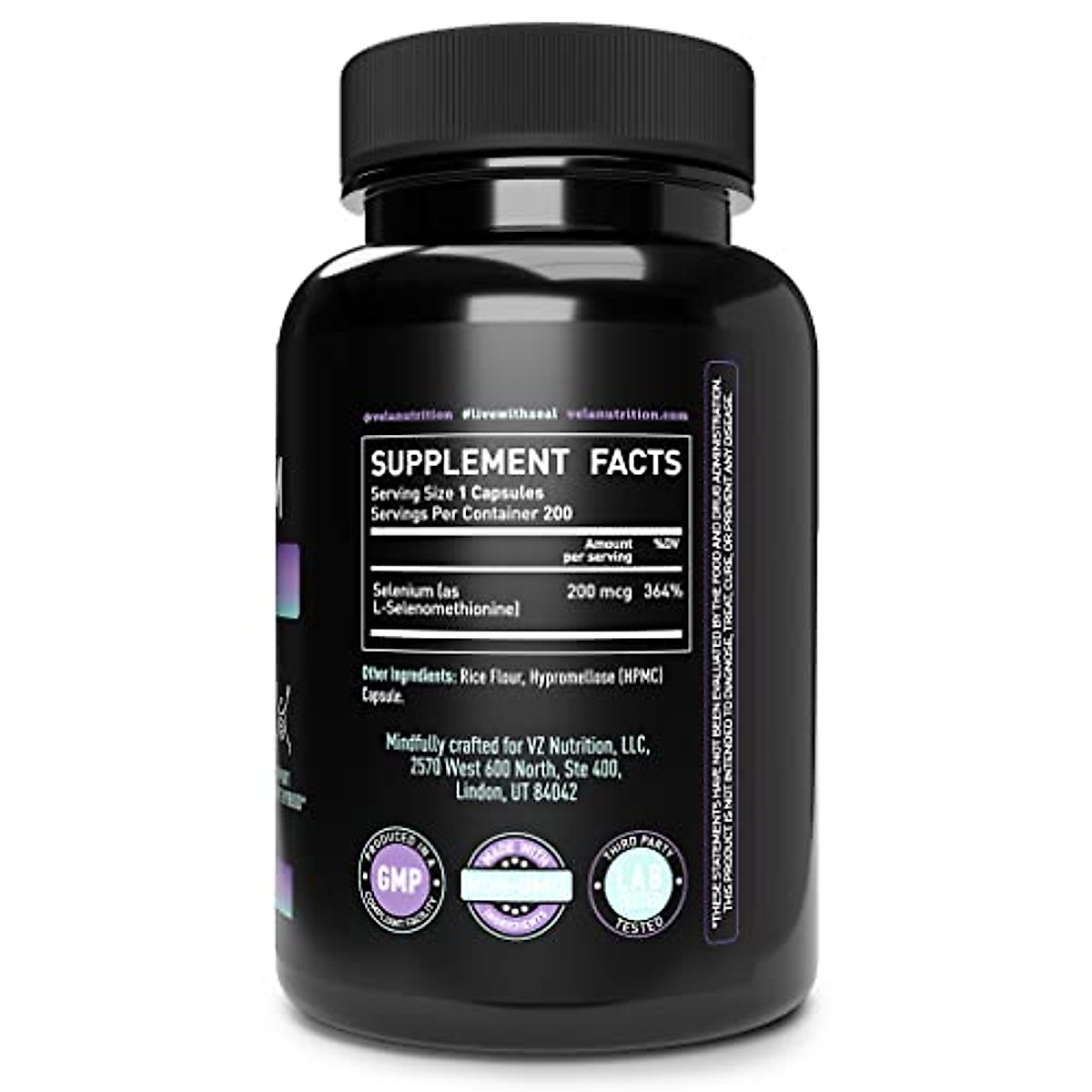 Selenium Capsule Supplement | 200mcg | Support Healthy Antioxidant, Immune, Reproductive,and Thyroid Health* | Non-GMO, 3rd Party Tested | 200 Capsules