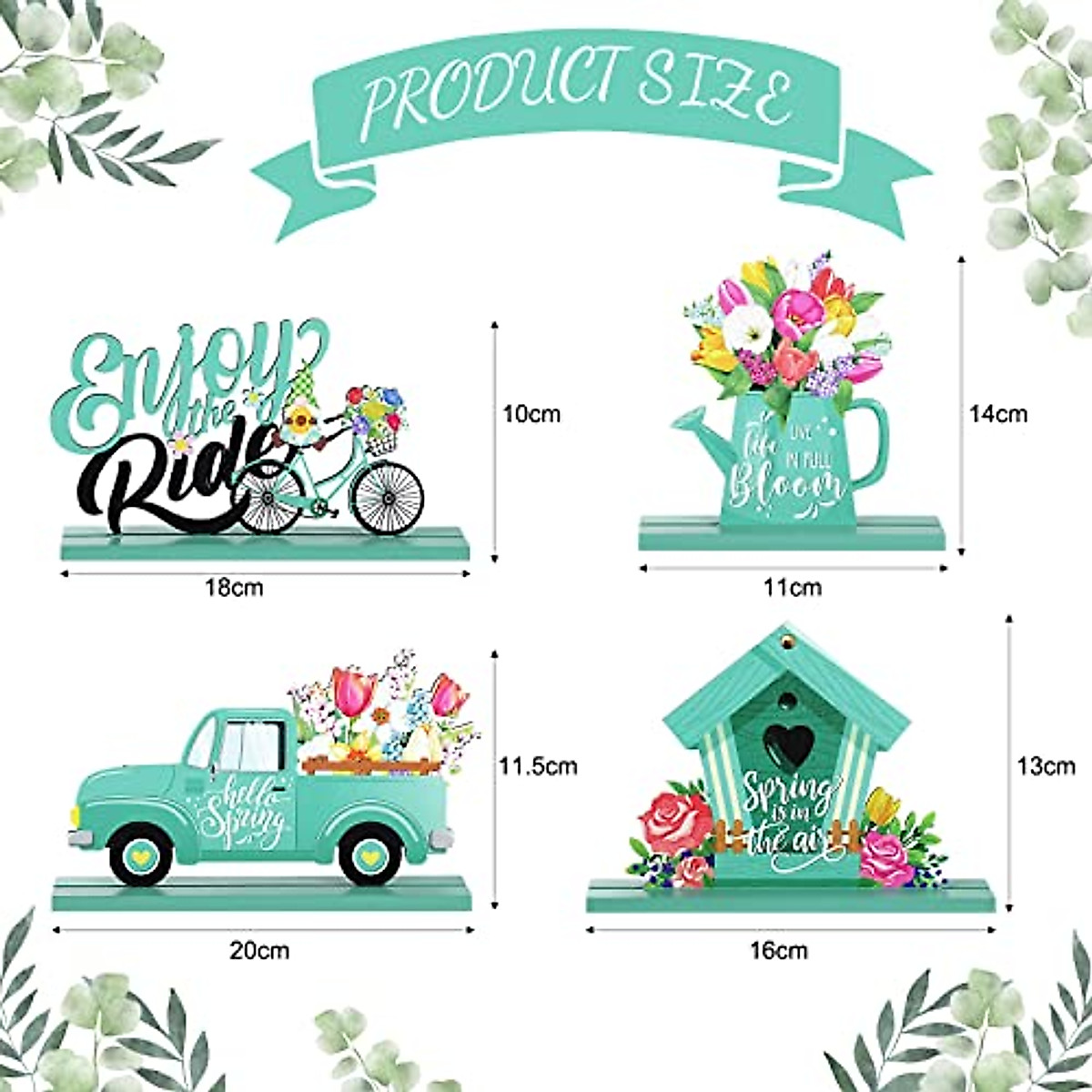 4 Pcs Hello Spring Table Decorations Easter Spring Table Centerpieces Enjoy The Ride Wooden Signs Spring Decorations for Home Wooden Letter Blocks Spring Party Ornament Farmhouse Rustic Table Decor