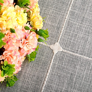 Bettery Home Cotton Linen Rectangular Tablecloth Tassel Plaid Table Cloth for Dining Kitchen Room Tabletop Decoration, 36" x 52" Grey