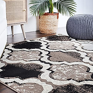 BLUENILEMILLS BNM Indoor Small Area Rug with Jute Backing, Perfect for Kitchen, Bedroom, Hardwood, Living Room, Dorm, Entry, Office, Transitional Versatile Design, Viking Collection, 5' x 5', Ivory