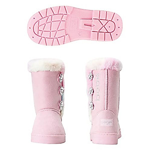 bebe Girl's Fur Lined Winter Boot with Rhinestone Details (Toddler/Little Girl/Big Girl), Size 2 Little Kid, Pink Multi