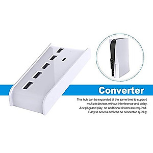 TWDYC 5 Port High-Speed Splitter Adapter Game Console USB Hub Multifunctional for PS5 Game Console Charging Stand Indicator Light (Color : White)