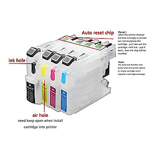 UniPrint LC203 Empty refillable Ink Cartridge Compatible for Brother MFC-J460DW J480DW J485DW J680DW J880DW J885DW Printer with ARC chip