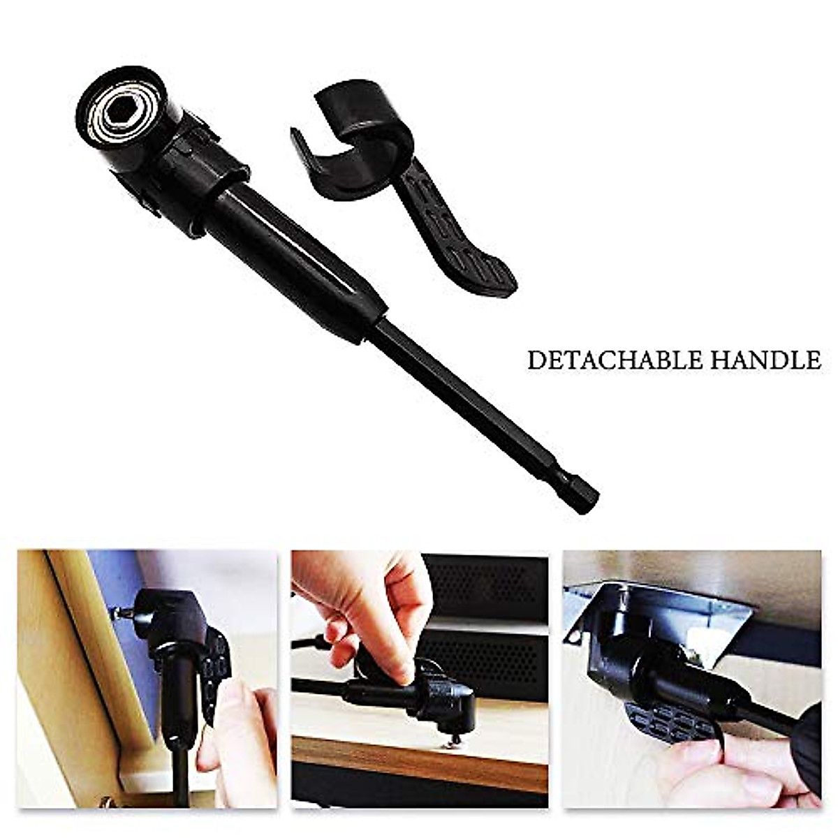 Right Angle Drill Attachment 105 Degree Impact Driver Right Angle Drill Adapter Power Angled Screwdriver Drill Bit Extension Drill Bit Holder for Tight Space Long & Short- BLK