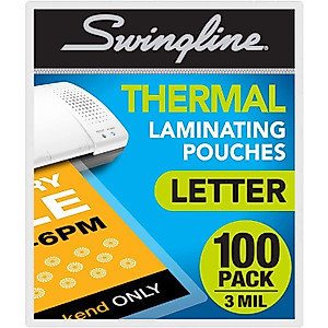 Swingline Thermal Laminating Sheets / Pouches, Letter Size Pouch, Standard Thickness, 100 Pack (3202018),Clear