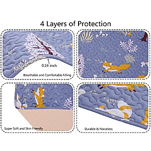 Padded Pack n Play Sheets Breathable Thick Pack and Play Mattress Protector, Quilted 38x26” Playard Sheet Fitted for Graco, Portable Mini Cribs and Foldable Mattress Pad, Soft Playpen Mattresses Cover