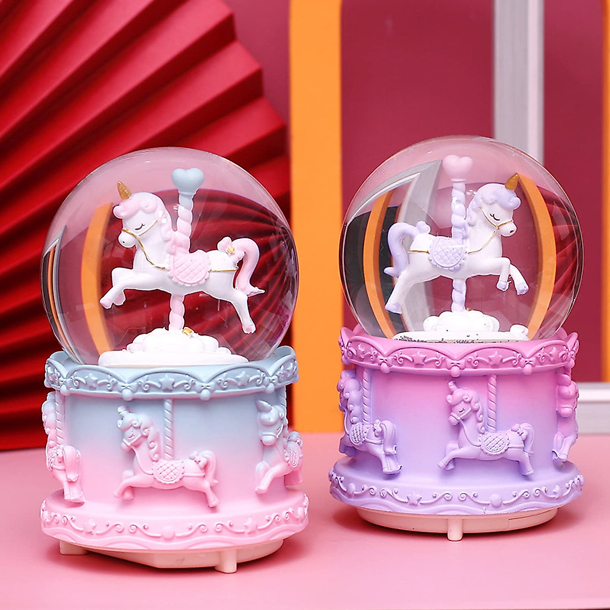 Snow Globe, 3.14 Inch Snowglobes with 7 Loop Musics, Gifts for Girls Age 6-12 Years Old Christmas Birthday Gifts for Girls, Snow Globes for Girls Room Decor Collection