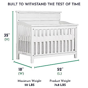 Evolur Andorra 5-in-1 Convertible Crib in Weathered White, Greenguard Gold and JPMA Certified, Made of Hardwood, Easy to Assemble, Wooden Nursery Furniture