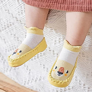 Lykmera Children's Toddler Shoes Flat Bottom Non Slip Floor Sports Shoes Socks Shoes Lightweight Socks Shoes Walking Shoes (Yellow, 6-12 Months)