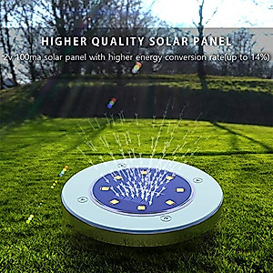 Solar Lights Outdoor, Disk Lights Solar Powered - 8 Led, Outdoor in-ground Solar Lights for Landscape, Walkway, Lawn, Steps Decks, Pathway Yard Stairs Fences, LED lamp, Waterproof (Warm White-8pcs)