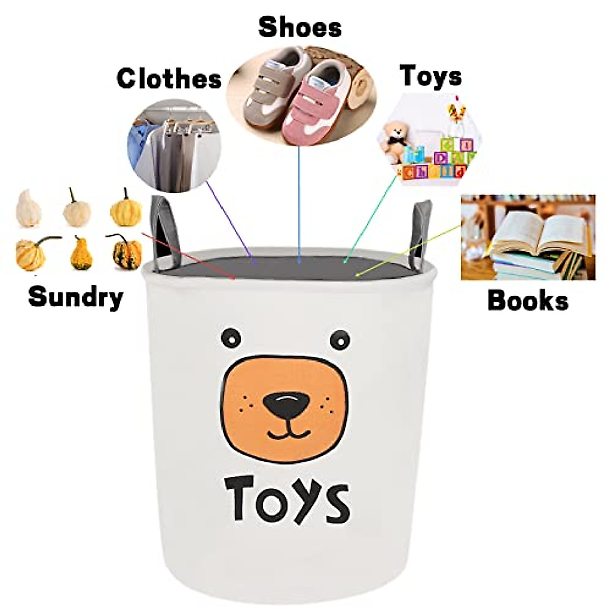 Cpzzkq Waterproof Laundry Baskets 2 pack, Collapsible Laundry Hamper with Carry Handles and Drawstring,Dirty Clother Toys Storage Box Linen and Cotton Fabric Washable Girl Bedroom（lions）