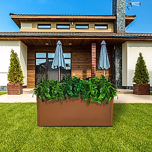 GZGNEEVL Corten Steel Planter Box Metal Outdoor Large Rectangular Rustic Durable Antique Detached for Commercial Residential Patio Deck and Backyard 36" x 12" x 16"
