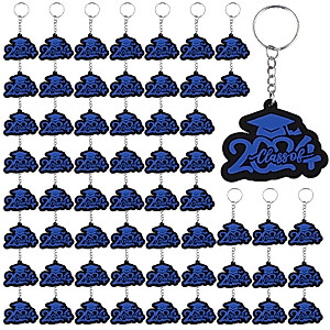 Batiyeer 60 Pieces Class of 2024 Graduation Keychains, Rubber Key Chains Grad Cap Charms Graduation Gifts (Gold, Black)