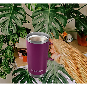 DLOCCOLD Insulated Coffee Mug with Handle Stainless Steel Travel Coffee Cup with Lid Spill Proof Reusable Thermos Coffee Cups for Men Women Car Cup holder Friendly (Purple, 20 oz)