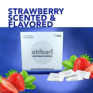 Shibari Male Condoms, Premium Lubricated Natural Rubber Latex Condom for Contraception and STI Protection, Ultra-thin, Strawberry Scented, 36 Count