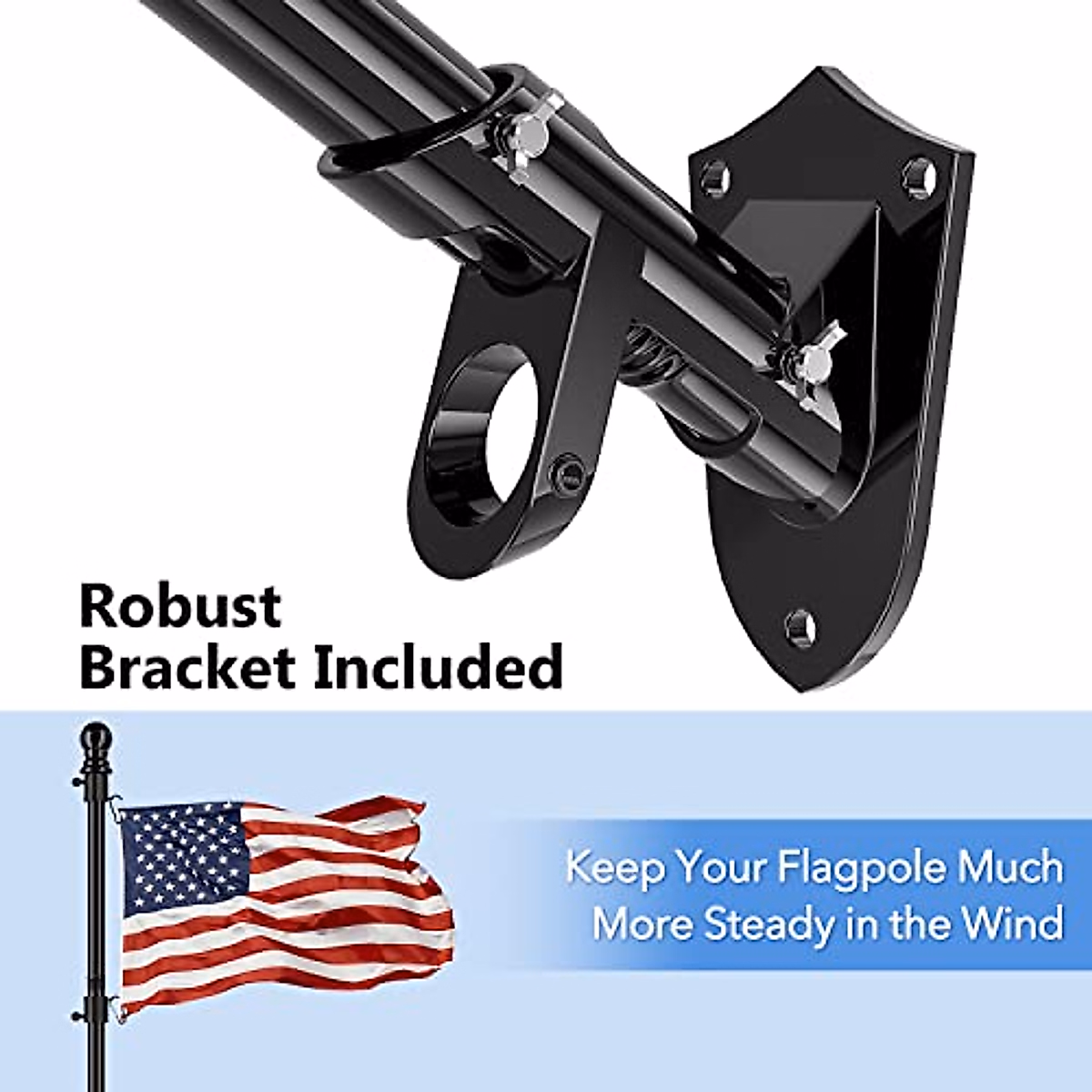Flag Poles for Outside House, 5FT Flagpole Kit for American Flag - Professional Metal Flag Poles for Garden Yard - Residential or Commercial Flag Pole with Two-Position Bracket Holders Black