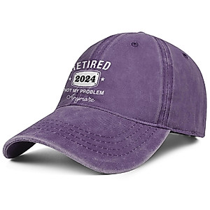 Retirement Gifts for Women Men Hat Retired 2024 Not My Problem Anymore Baseball Cap Purple