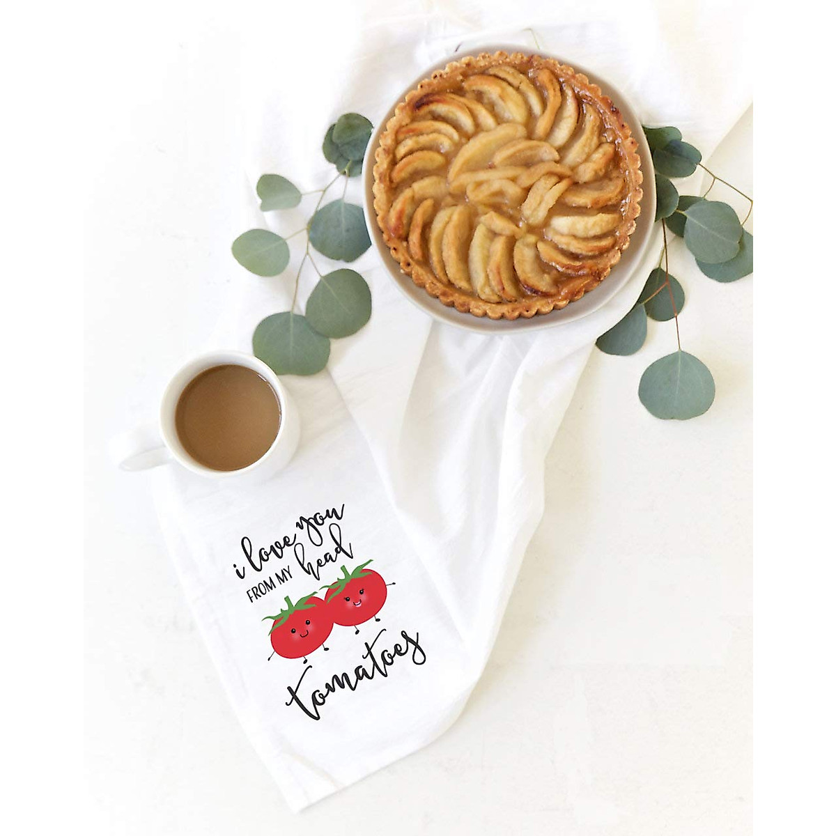 The Cotton & Canvas Co. I Love You from My Head Tomatoes Soft and Absorbent Kitchen Tea Towel, Flour Sack Towel and Dish Cloth
