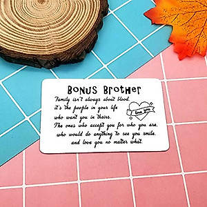 Step Brother Wallet Card from Sister,Brother-in-law Gifts Bonus Brother Gift Family isn't Always About Blood,Bonus Brother,Stepbrother,Brother in Law,Adopted Brother Valentines Christmas Birthday Gift