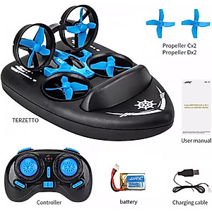 AIROKA H36F Mini Drone for Kid 2.4G Headless Mode 3 in 1 Sea Land Air Flight 4-Axis Quadcopter Boat RC Helicopter for Boys and Girls