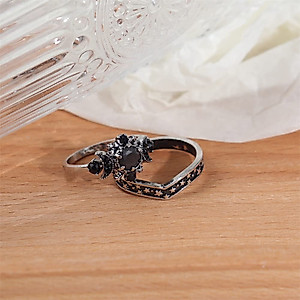 Fuqimanman2020 Wicca Pagan Triple Moon Godness Band Ring Set Purple Crystal Cresent for Women Wedding Engagement Promise Jewelry (B, 11)