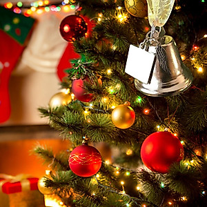 QAZIUY Christmas Ornaments Set Holiday Xmas Christmas Tree Ornament Decorations Christmas Popular Table Decoration Gold Metal Bell Christmas Hanging Ornaments Wind Chime Bells