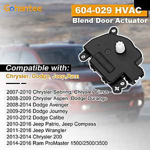604-029 HVAC Heater Air Blend Door Actuator Replaces # 68018109AA 604029 Replacement for Chrysler 200 Cirrus Aspen Sebring Dodge Avenger Caliber Durango Journey Patriot Compass Wrangler Ram ProMaster