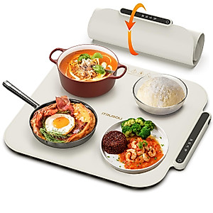 iTRUSOU Electric Warming Tray - Full Surface Heating,Rollable & Portable,Premium Silicone Nano-Material,3 Temperature Settings,Auto Shut-Off -Versatile Food Warmer for Pizza, Meals, and More