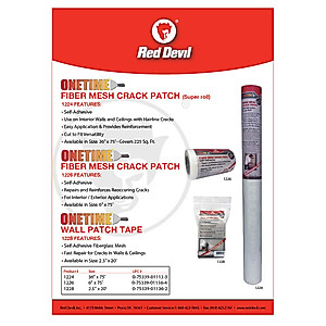 Red Devil 1226 Onetime Fiber Mesh Crack Patch 6" x 75' Wall Repair Fabric, 1-Pack, White