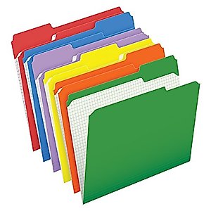 Pendaflex Color File Folders with Interior Grid, Letter Size, Assorted Colors, 1/3 Cut, 100/BX (R152 1/3 ASST)
