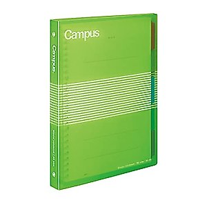 Kokuyo Campus Slide Binder with Transparent Stripes, Middle Type, B5, 26 Holes, Up to 100 Sheets, Yellow Green, Japan Import (RU-P334NYG)