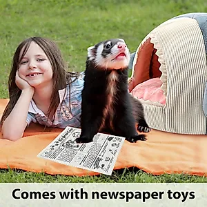 Ferret Bed Cave and Hideouts | Ferret Hammock for Cage | Ferret Hideaway Bed Accessories | for Small Pet Cushion Long Plush Soft Washable for Ferret & Small Animals (Shark Shape)