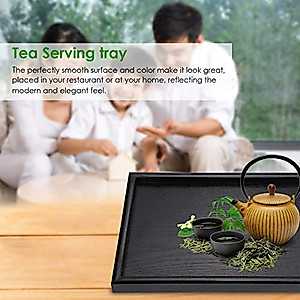 Solid Wood Serving Tray Rectangle Shape Handmade Multi Purpose for Tea Coffee Snack Food Fruit Water Tea Coffee Juice Breakfast Kitchen Decor 10 x 7.2 x 0.8 inch