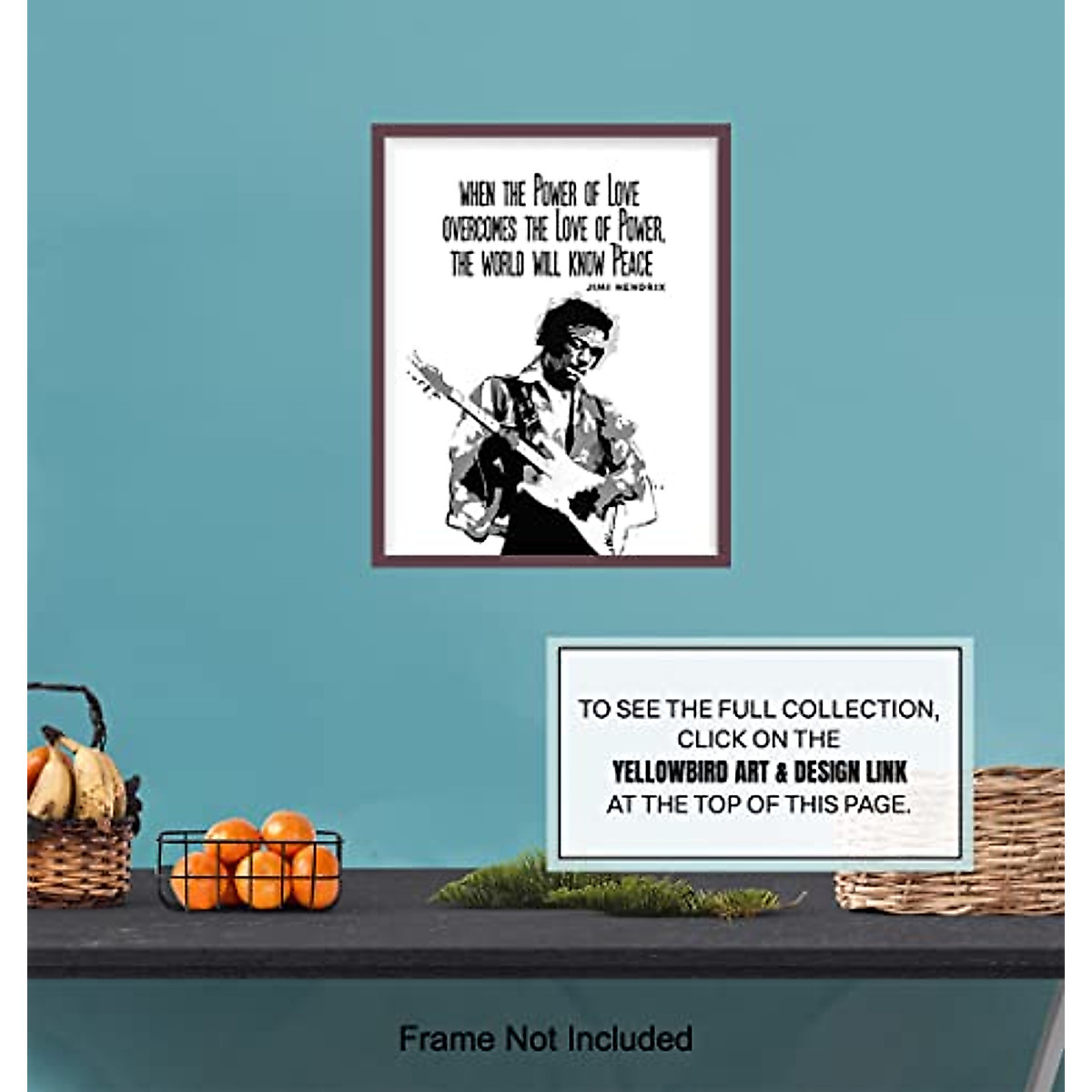 Jimi Hendrix Poster,- Inspirational Wall Art Print - Graffiti Street Art, Urban Home or Wall Decor - Gift for 60's Music, Woodstock Fans, Guitarists, Musicians - 8x10 Quote Photo Picture